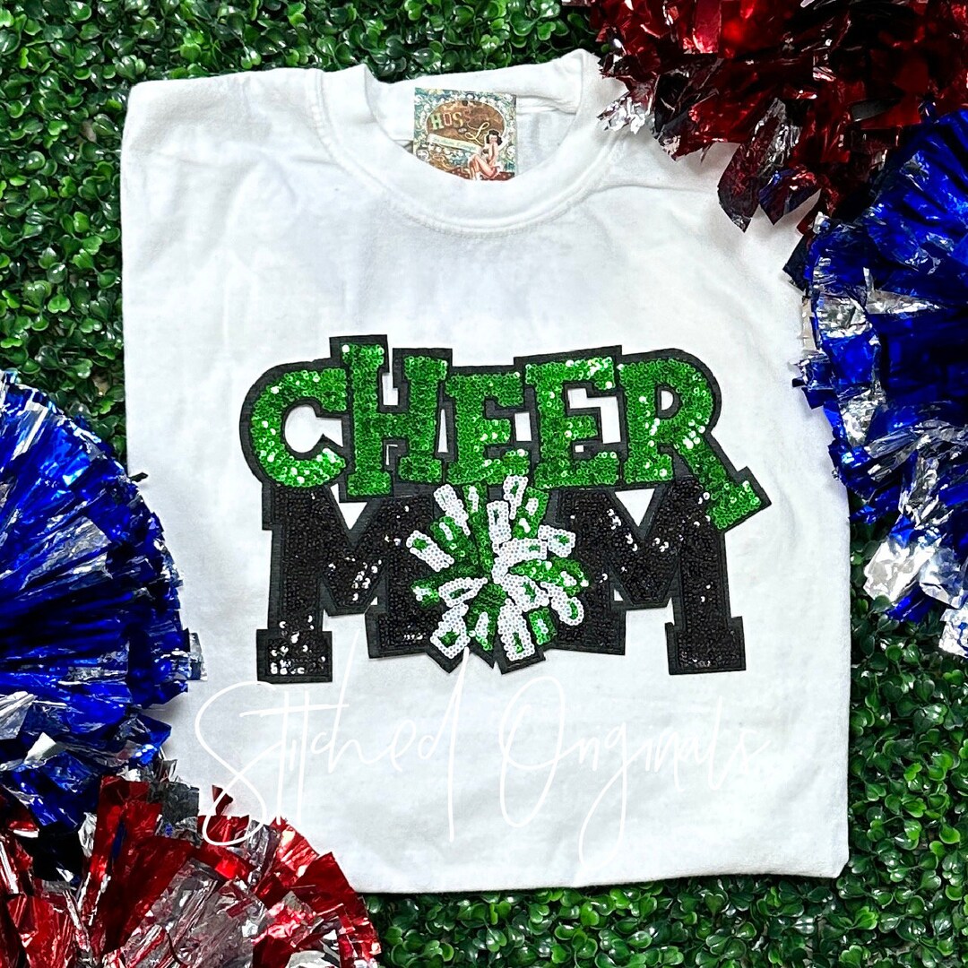Cheer Mom GREEN and Black Sequin Patch, Cheer Patch, Cheer Mom, Diy ...