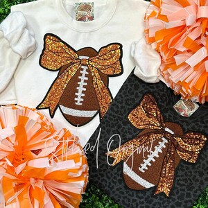 Orange Sequin Bow Football Patch, Game Day Chenille Applique - Etsy