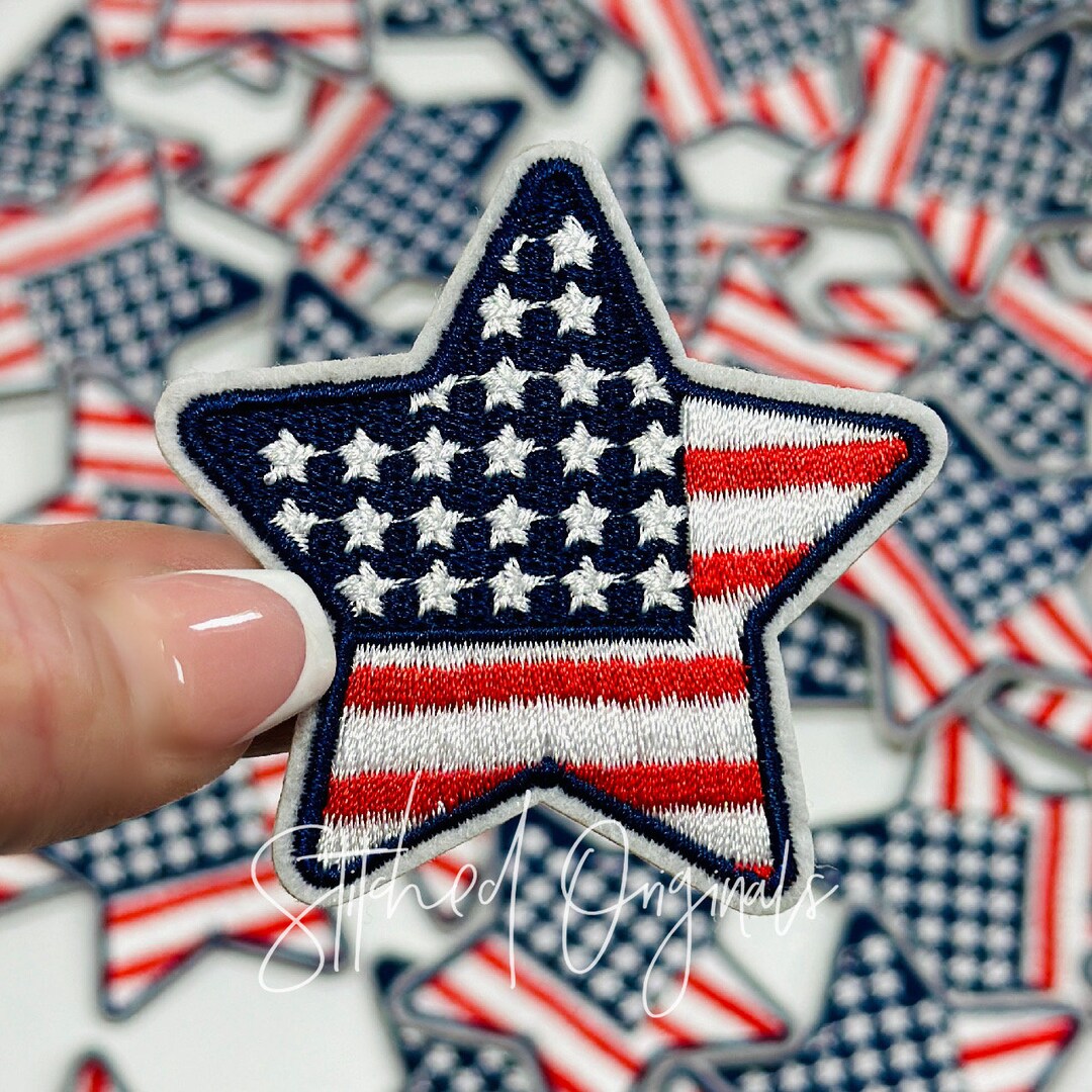 American Flag Star Patch, Patriotic Iron-on Applique - Etsy