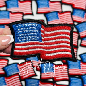 Wavy USA Flag Patch, Patriotic DIY Iron-on Applique - Etsy