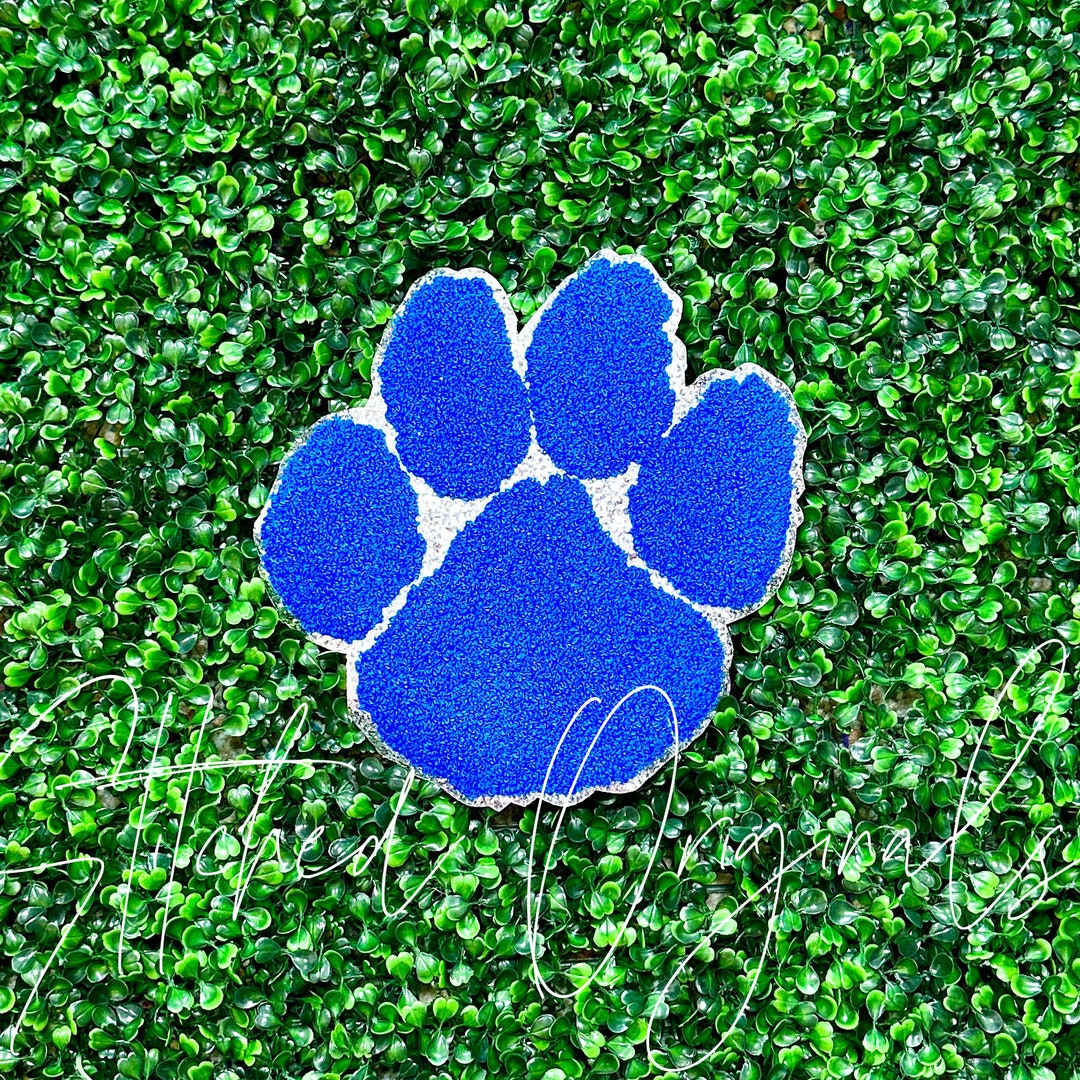Chenille Youth ROYAL BLUE Paw Patch, Silver Glitter, Iron On, Diy Patch ...