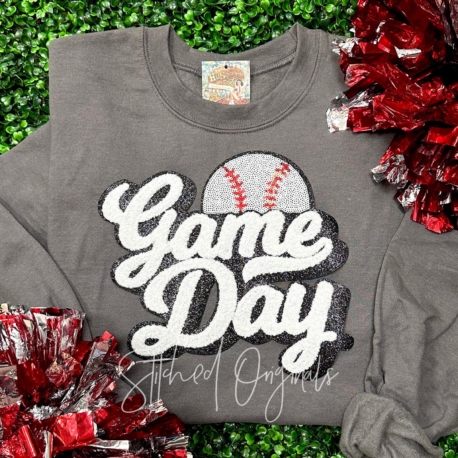 Sequin Baseball Chenille Patch, Iron on Game Day Applique (10.5" X 9.25 ...
