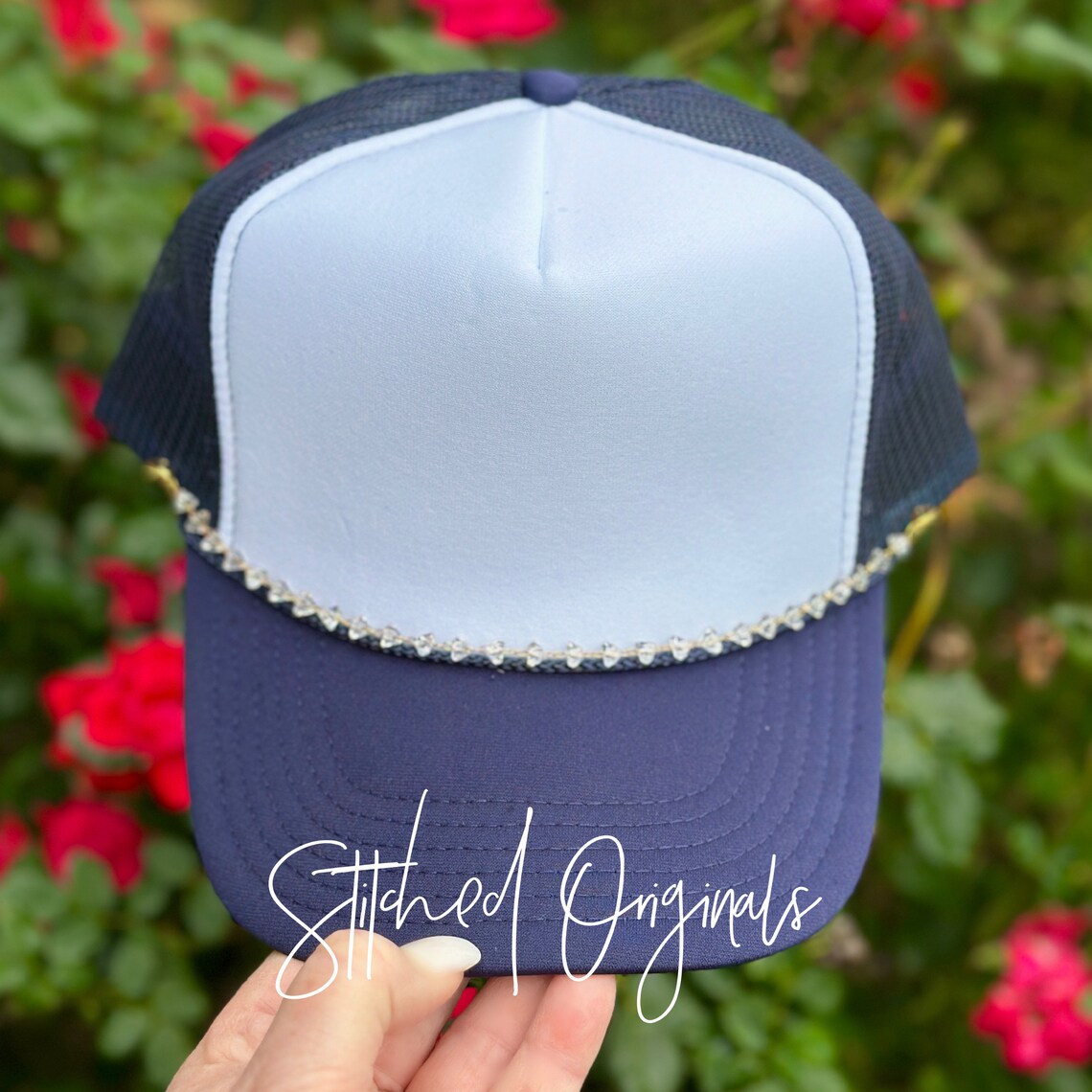 Clear Bead and Gold Plated Hat Chain, Trucker Hat Chain, Hat Chain - Etsy