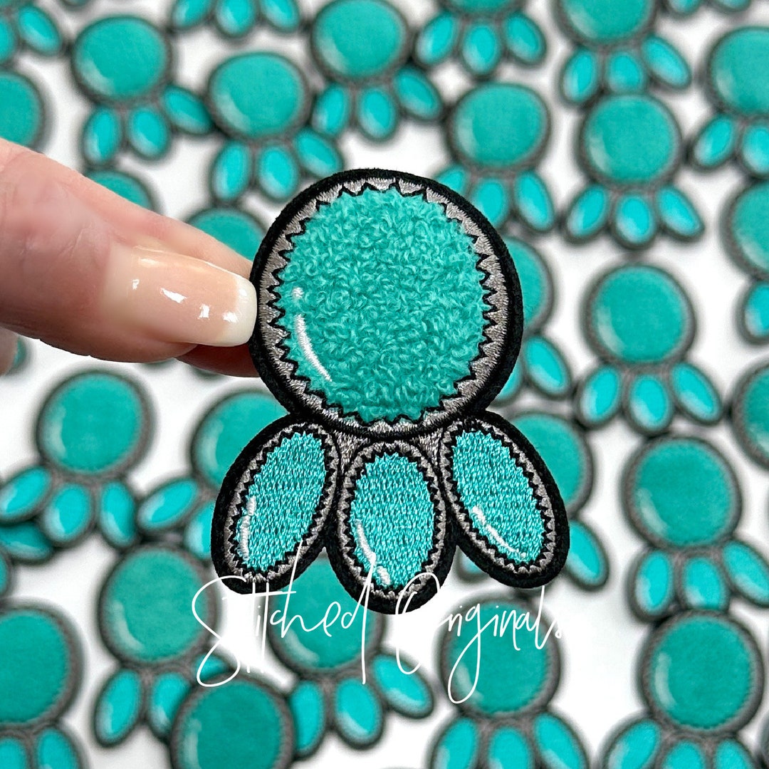 Faux Turquoise Chenille Patch, Western Iron-on Applique - Etsy
