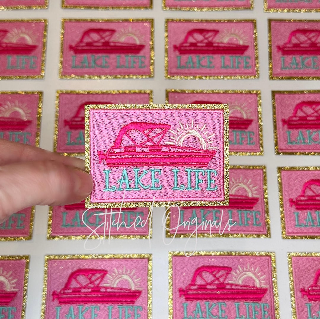 Lake Life Patch, Trucker Cap Patch, Gold Glitter, Iron On, DIY Patch ...