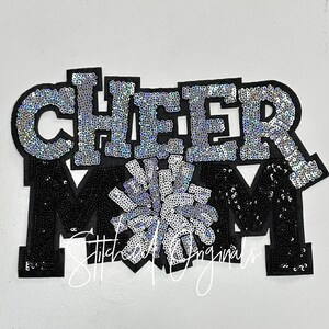 Cheer Mom SILVER and Black Sequin Patch, Cheer Patch, Cheer Mom, Diy ...