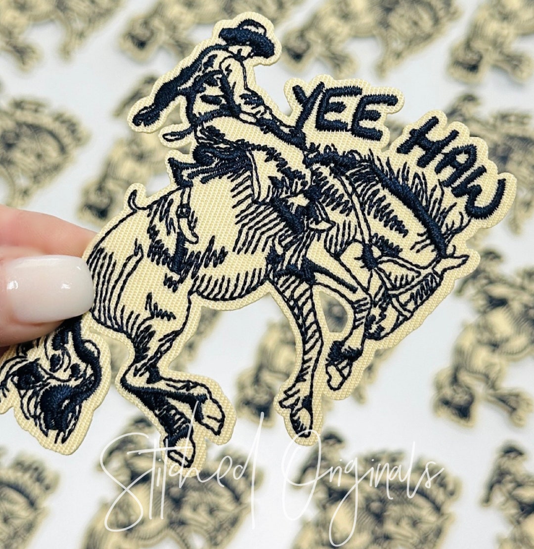 Yee Haw Broncing Cowboy Patch, Trucker Cap Patch, Iron On, DIY Patch, Cowboy Patch, Preppy Patch ...