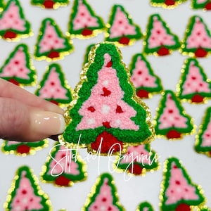 Christmas Tree Patch, Gold Glitter Backing Iron on Patch, Diy Patch ...