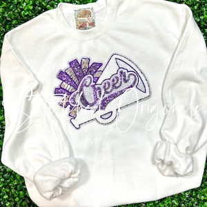 Cheer Chenille and SILVER Sequin BLING Megaphone Patch, Cheer Patch, Megaphone Patch, DIY Patch ...