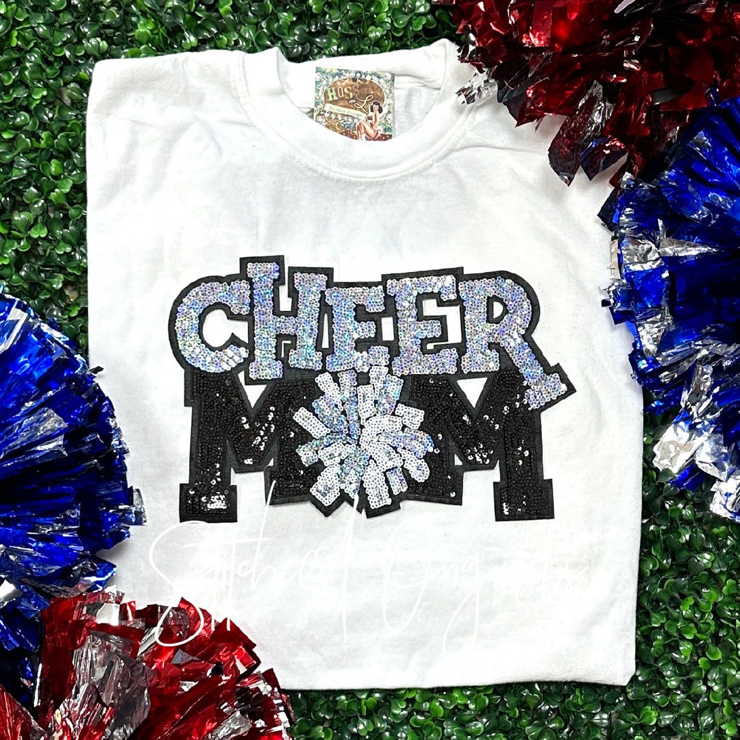 Cheer Mom SILVER and Black Sequin Patch, Cheer Patch, Cheer Mom, Diy ...