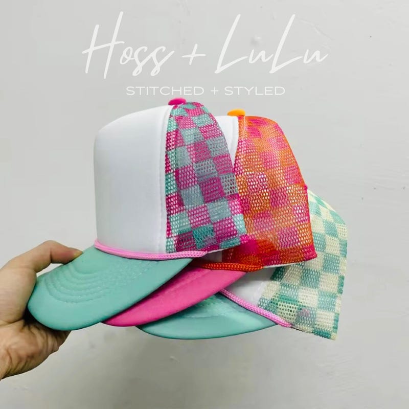 Checkered Blank Trucker Hat - Etsy
