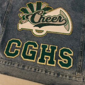 Cheer Chenille and SILVER Sequin BLING Megaphone Patch, Cheer Patch ...