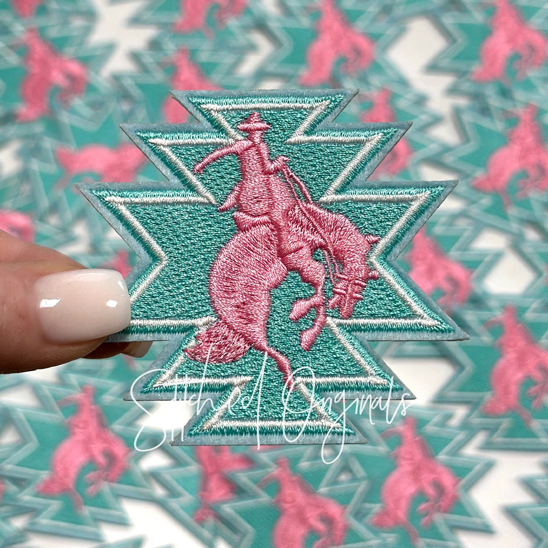 Bucking Cowboy Aztec Patch, Trucker Hat Patch, Iron On, DIY Patch, Hat ...