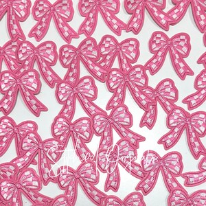 Checkered Pink and White Bow Patch, Trucker Hat Patch, Iron On, DIY ...