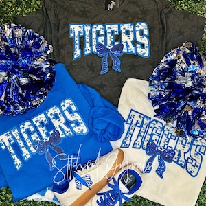 Tigers Toile Patch With Sequin Bow, DIY Patch, Iron on Patch, Gameday ...