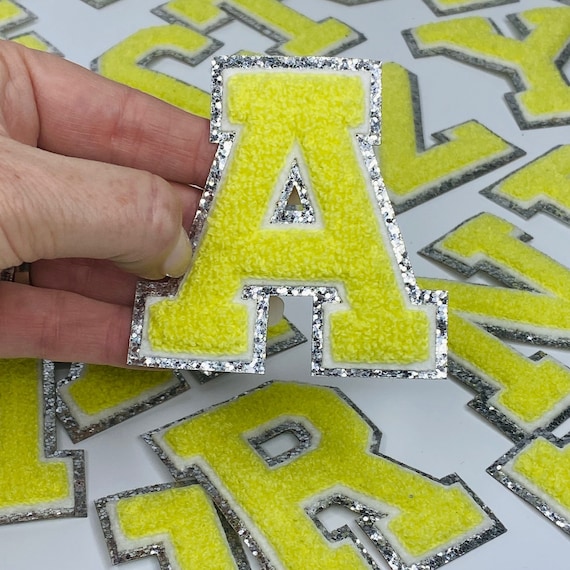 NEW Yellow 3.12 Chenille Letters SILVER Glitter - Etsy
