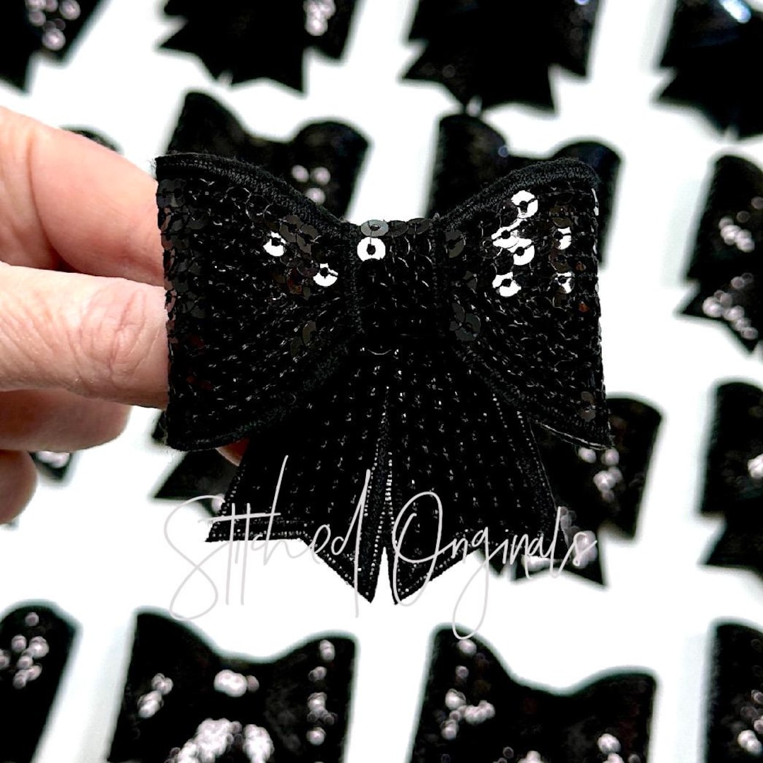 BLACK Sequin 3D Bow Patch, Bow, Iron on Patch, DIY Patch, Sequin Bow ...