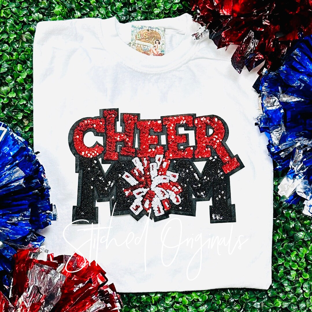 Cheer Mom RED and Black Sequin Patch, Cheer Patch, Cheer Mom, Diy Patch ...