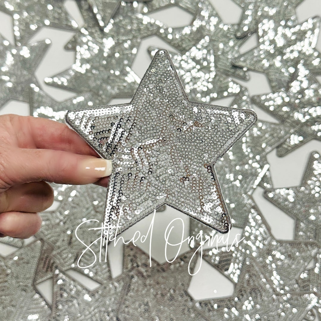 Silver 5" Sequin Star Patch, Iron on Patch, DIY Patch, Sequin Star - Etsy