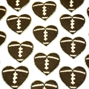 Football GOLD Glitter Heart Patch, DIY Patch, Football Iron on Patch ...