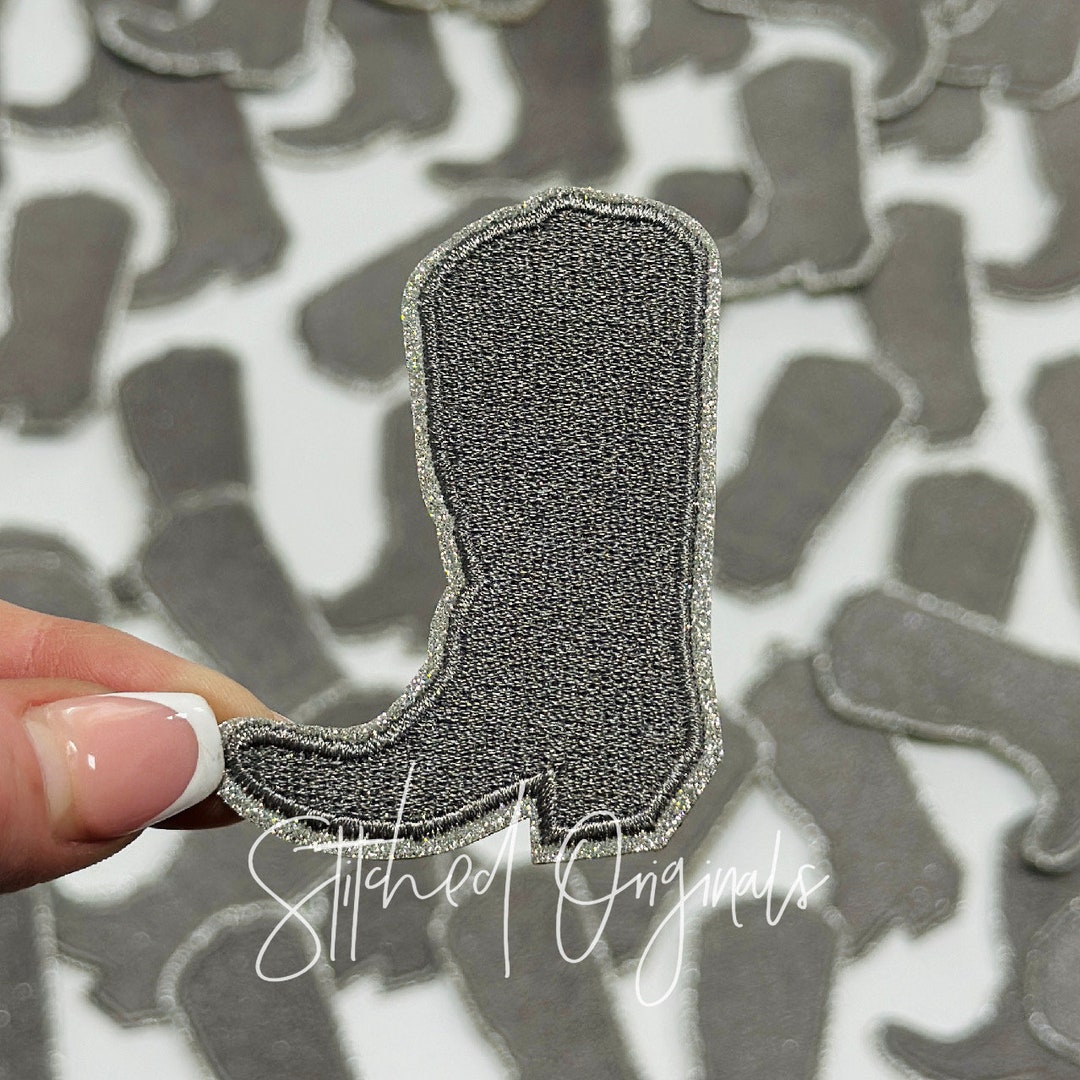 Gray Cowboy Boot Embroidered Iron on Patch - Etsy
