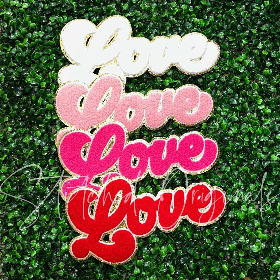 Love Chenille Patch, Gold Glitter, Iron On, DIY - Etsy