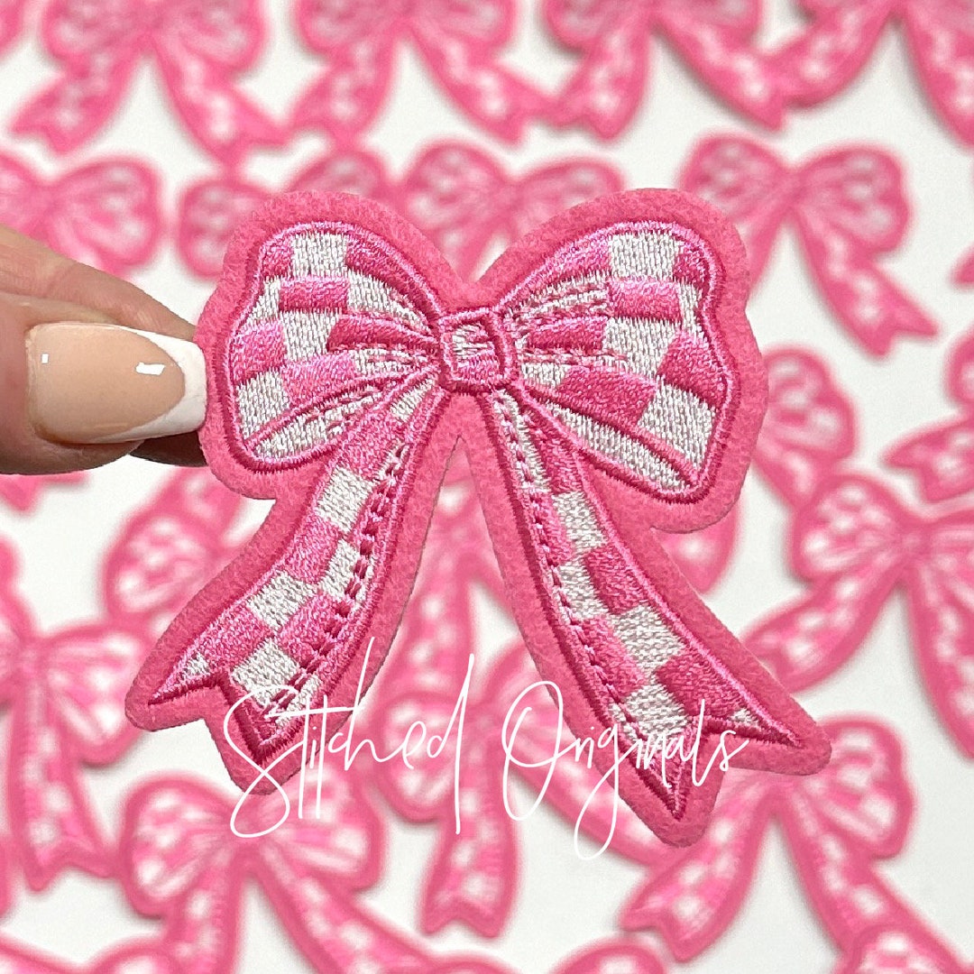 Checkered Pink and White Bow Patch, Trucker Hat Patch, Iron On, DIY Patch, Bow Patch - Etsy