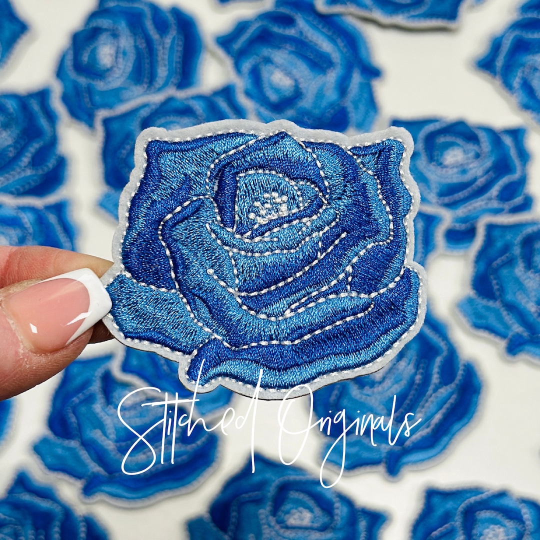 Blue Rose Patch, Iron on Patch, Diy Patch, Trucker Hat Patch - Etsy