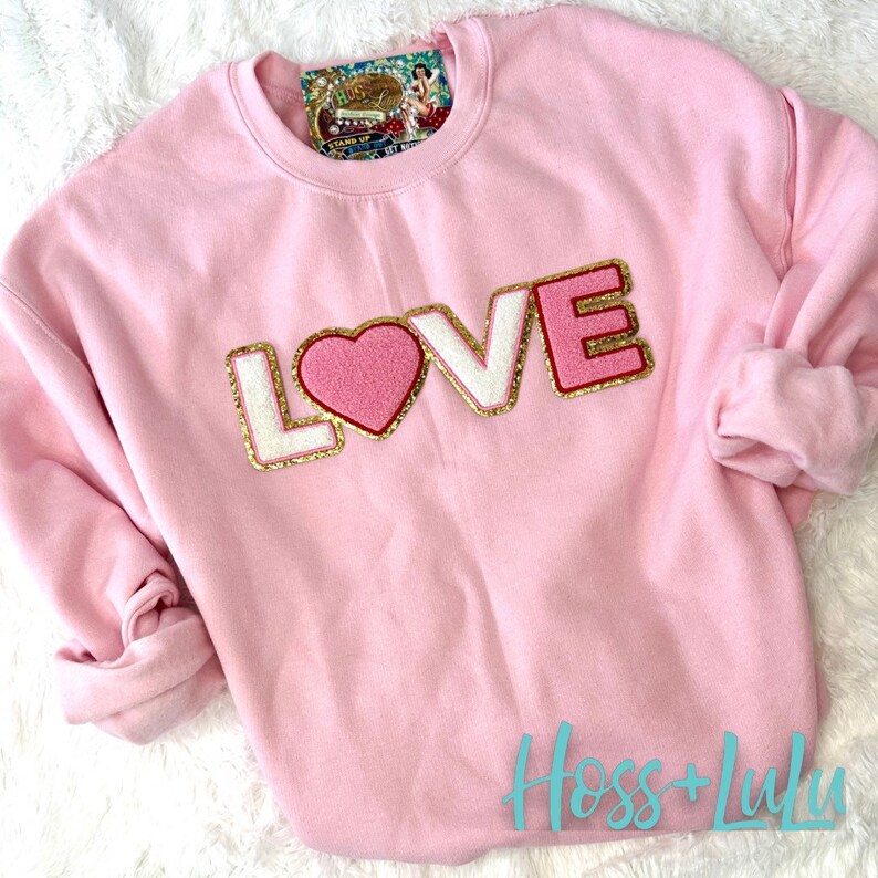 LOVE Iron on Patch Custom Love Patch With Gold Glitter DIY - Etsy