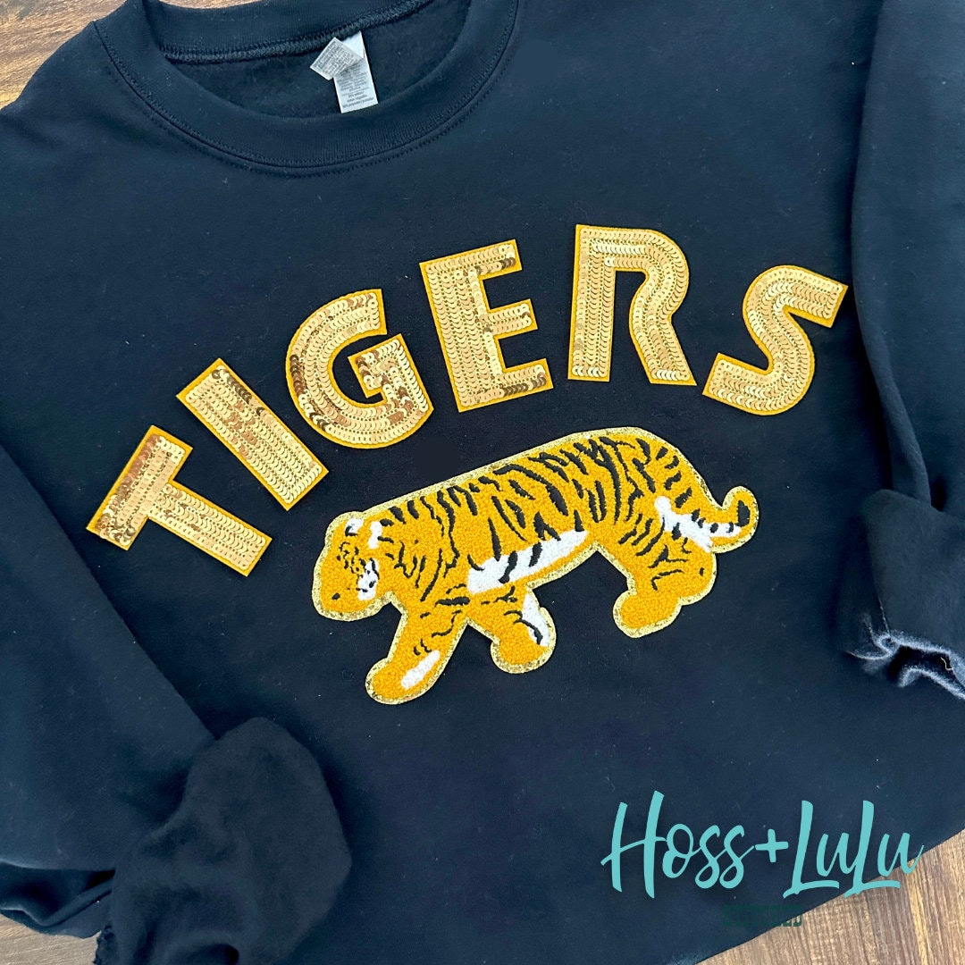Tigers 3.12h Gold Sequin Letter Set, Sequin Iron on Letters, Tigers ...