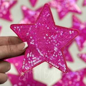 Hot Pink 5" Sequin Star Patch, Iron on Patch, DIY Patch, Sequin Star - Etsy