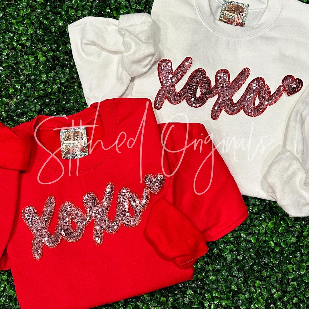 XOXO Pink Sequin Iron on Patch, Custom XOXO Patch With Red Glitter Backing, DIY Patch - Etsy