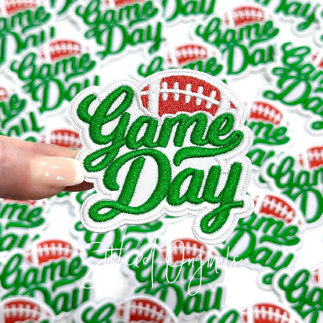 Green Gameday Patch, White Backing, Diy Patch, Iron on Patch, Trucker ...