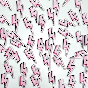 Light Pink Lightning Bolt Patch, Trucker Cap Patch, Iron On, DIY Patch ...