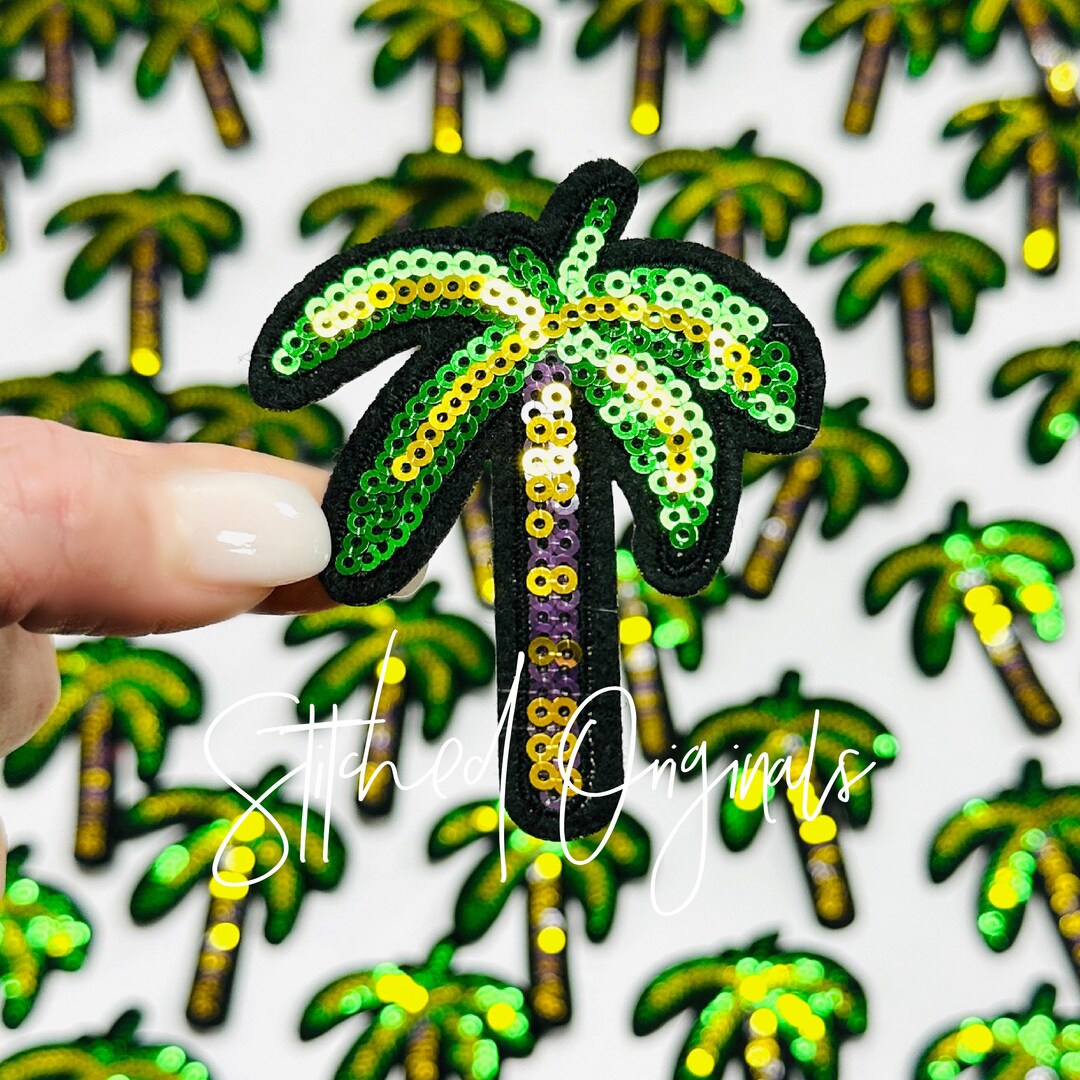 Sequin Palm Tree Iron on Patch, Black Backing - Etsy