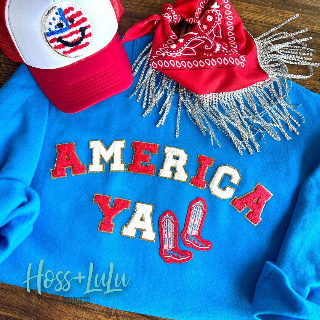 America Y'all Chenille Patch Set. DIY Patch, Iron on Patch, Patriotic ...