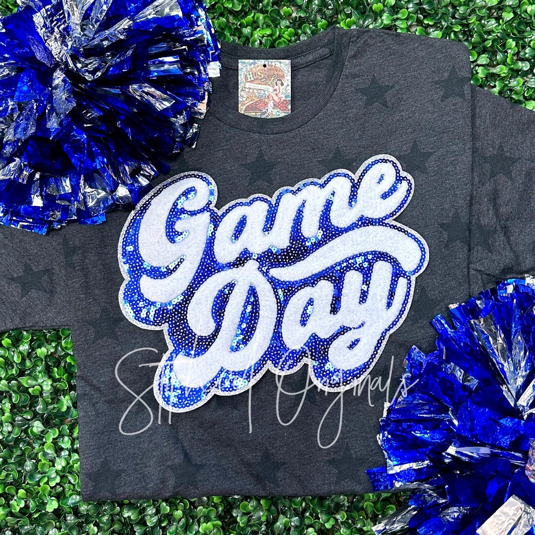 Royal Blue Sequin Game Day Patch, Silver Glitter Chenille - Etsy