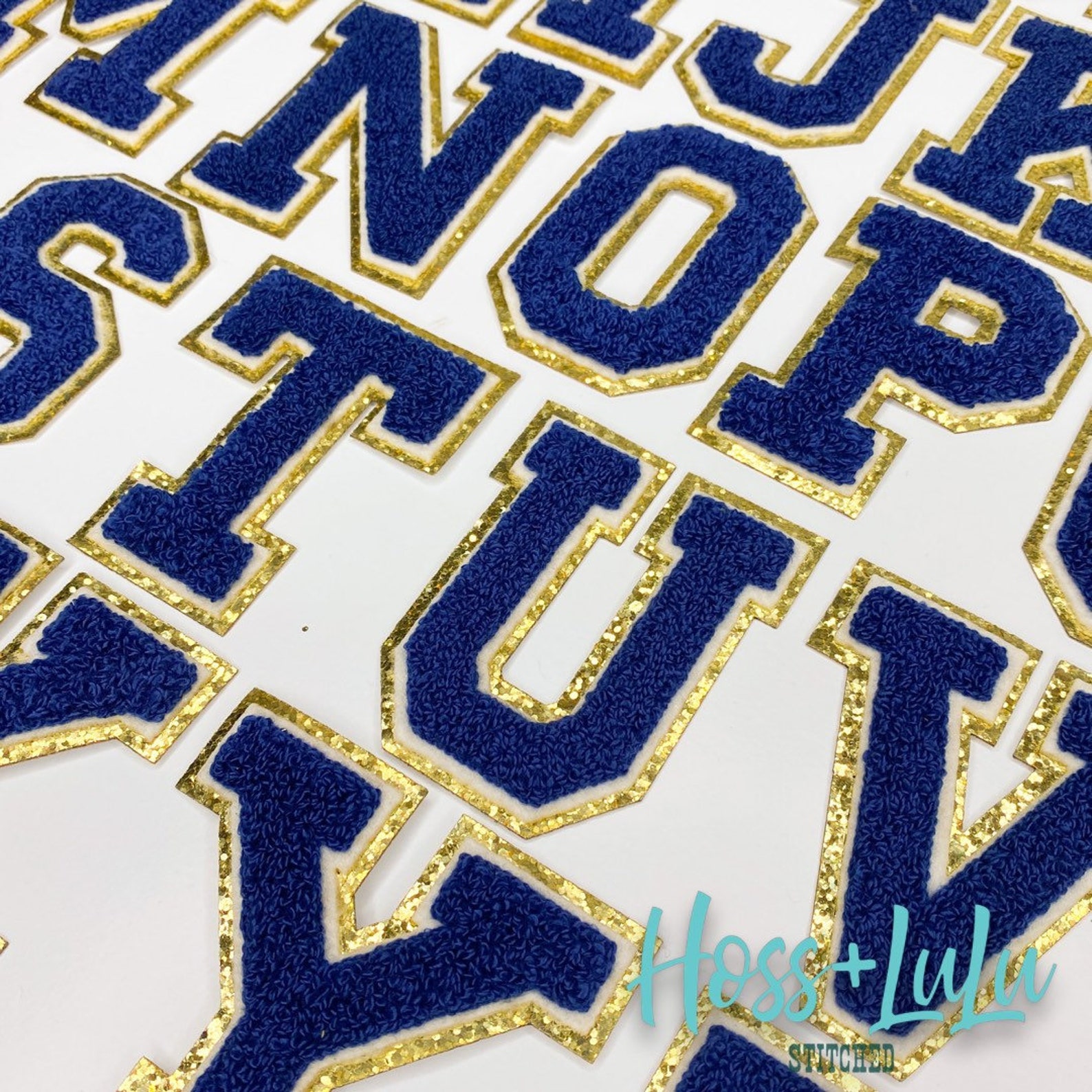 NEW Navy 3.12 Chenille Letters Gold Glitter Varsity - Etsy