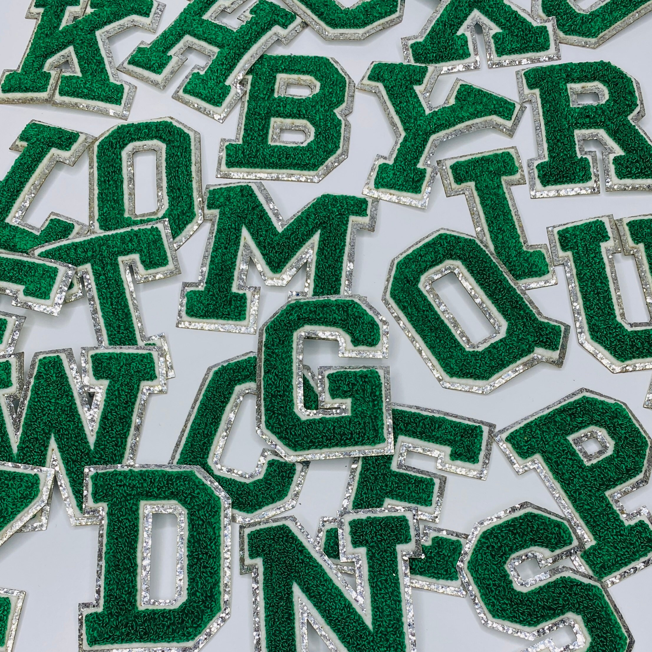 NEW Green 3.12 Chenille Letters SILVER Glitter Varsity - Etsy