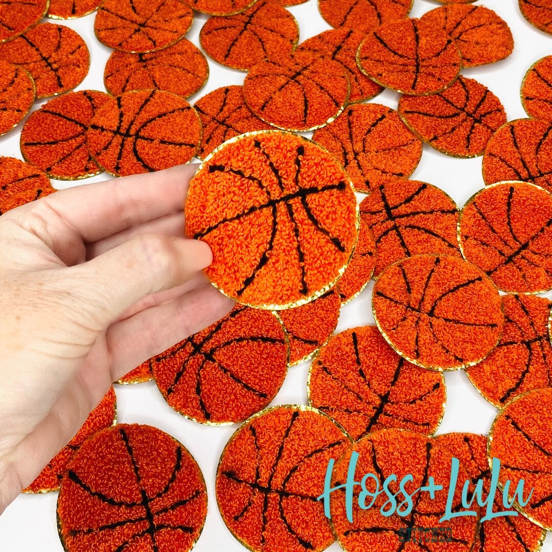 Basketball 2.75” Chenille Patch With Gold Glitter, Basketball Patch ...