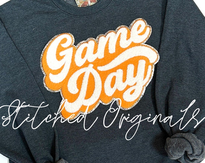 Game Day Orange Chenille Patch, Iron on Patch, Game Day, Diy Patch ...