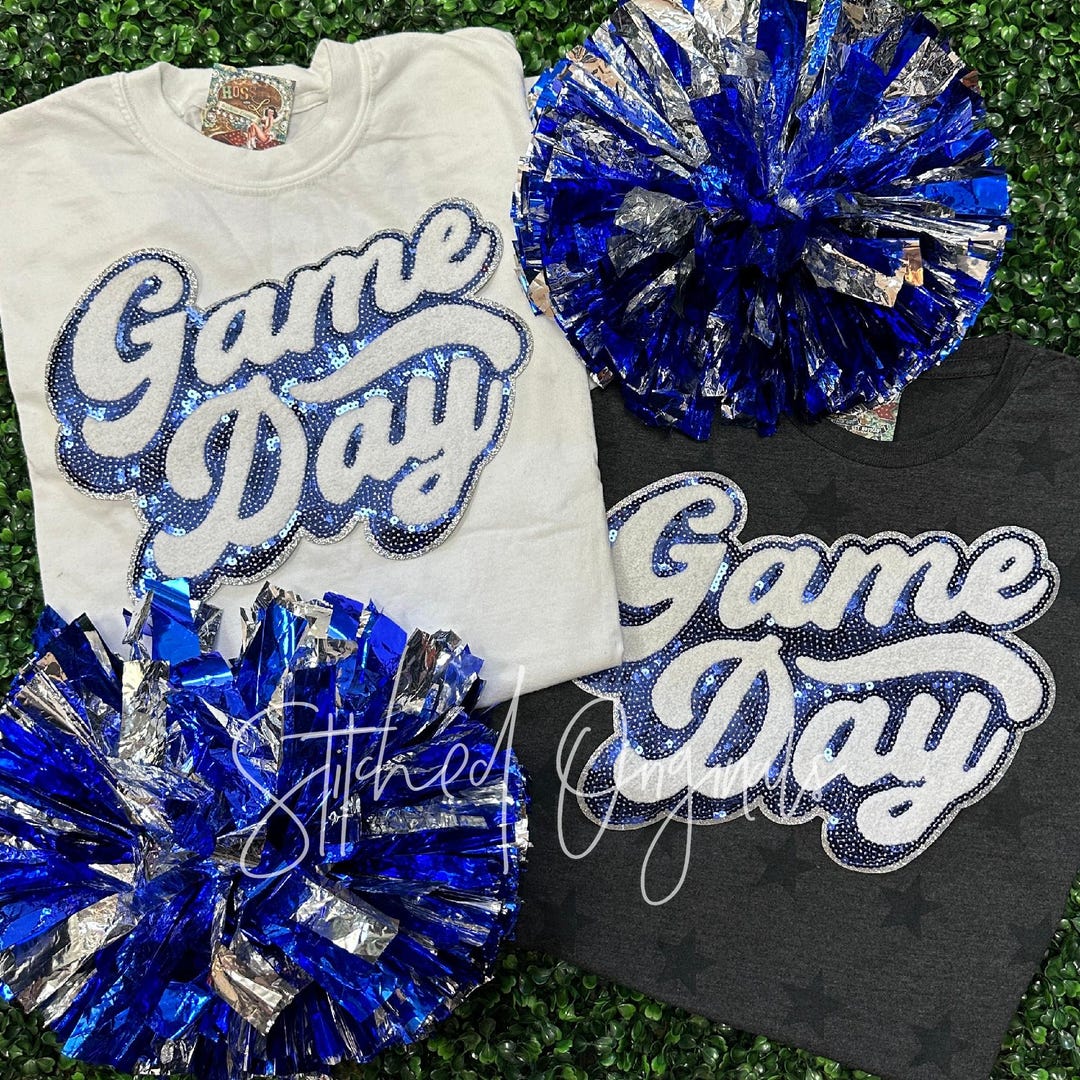 Game Day Navy Blue Sequin and Chenille Patch, Game Day, Diy Patch ...