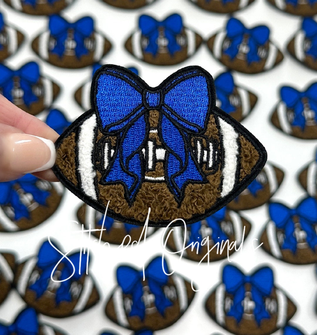 Royal Blue Bow Football Chenille Patch, Custom 3” Football Patch, Game ...