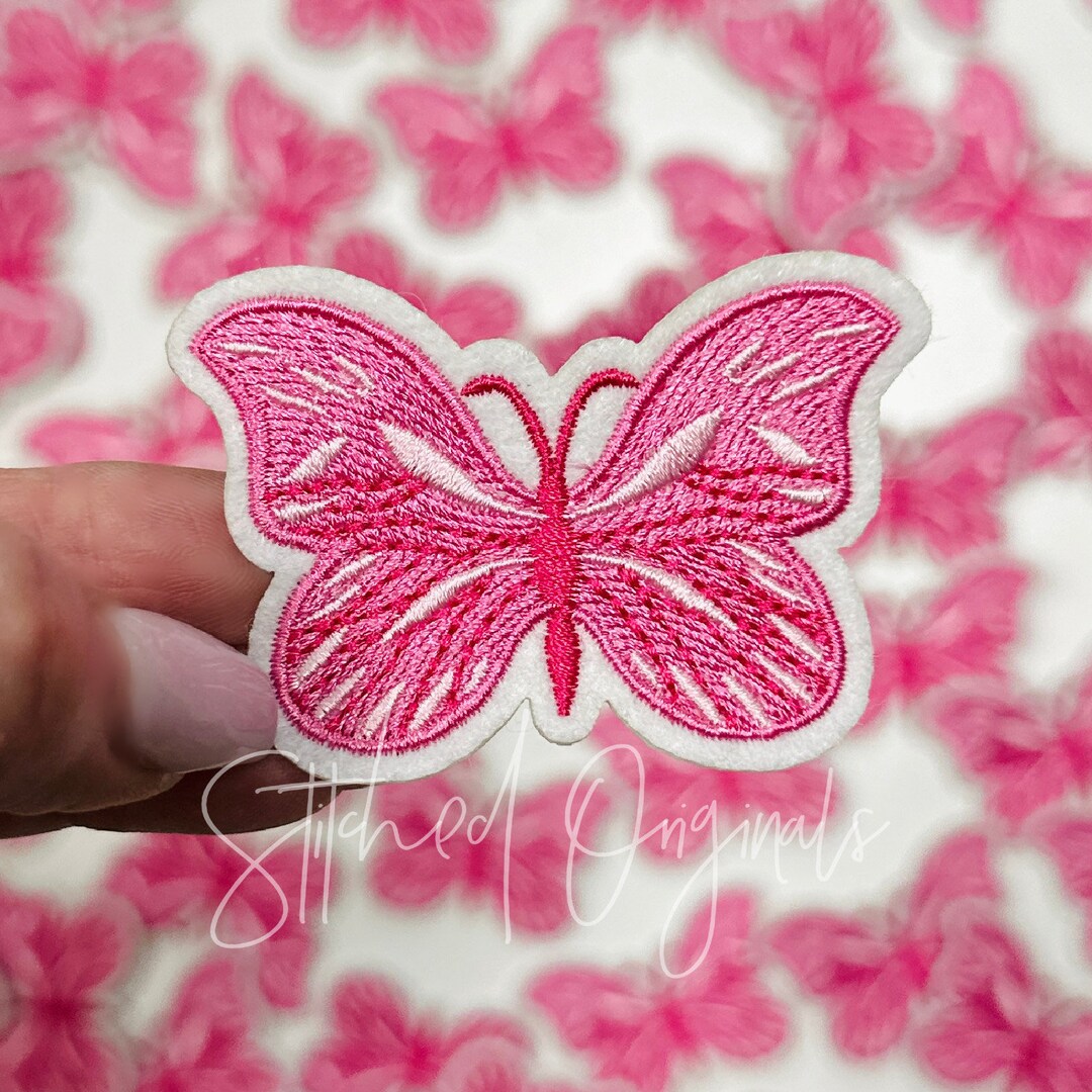 Pink Butterfly Patch, Trucker Cap Patch, Iron On, DIY Patch, Preppy ...