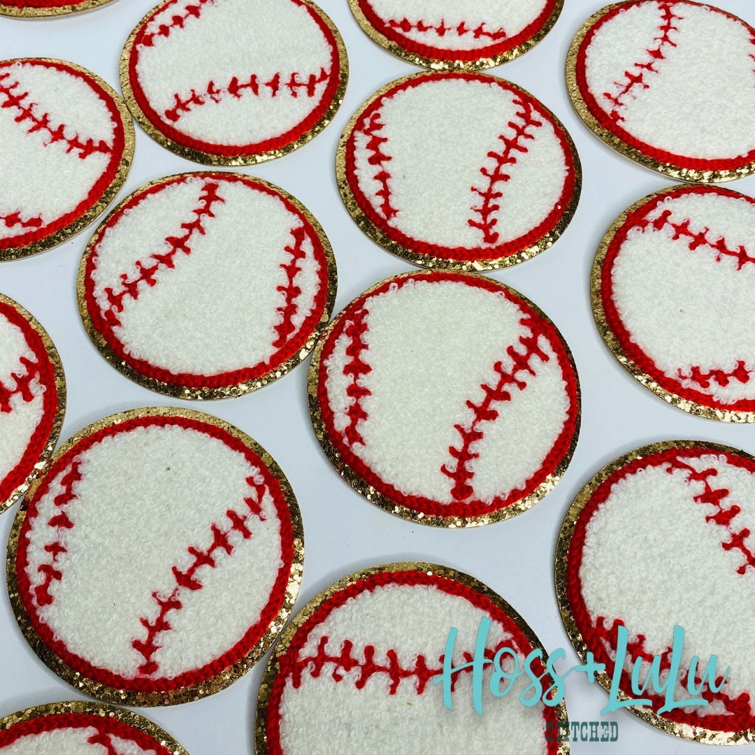 2.75 Baseball Gold Glitter Chenille Patch, Iron on Sticker Back, DIY Baseball Patch - Etsy