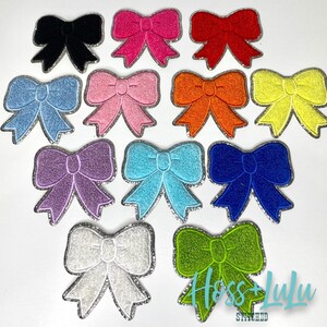 Chenille Bow Iron on Patch SILVER Glitter, DIY Patch, Bow Patch - Etsy