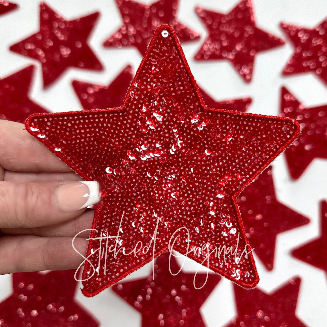 Red 5" Sequin Star Patch, Iron on Patch, DIY Patch, Sequin Star - Etsy