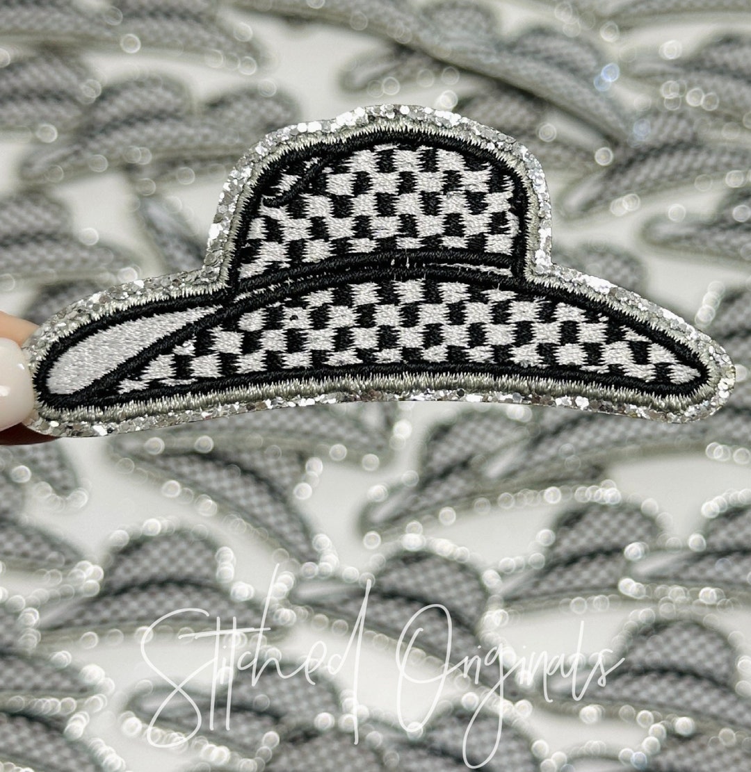 Cowboy Hat Patch, Black and White Checkered Cowboy Hat, Trucker Cap ...