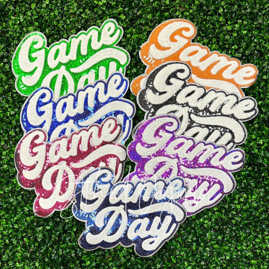 Game Day Black Sequin and Chenille Patch, Game Day, Diy Patch, Silver ...