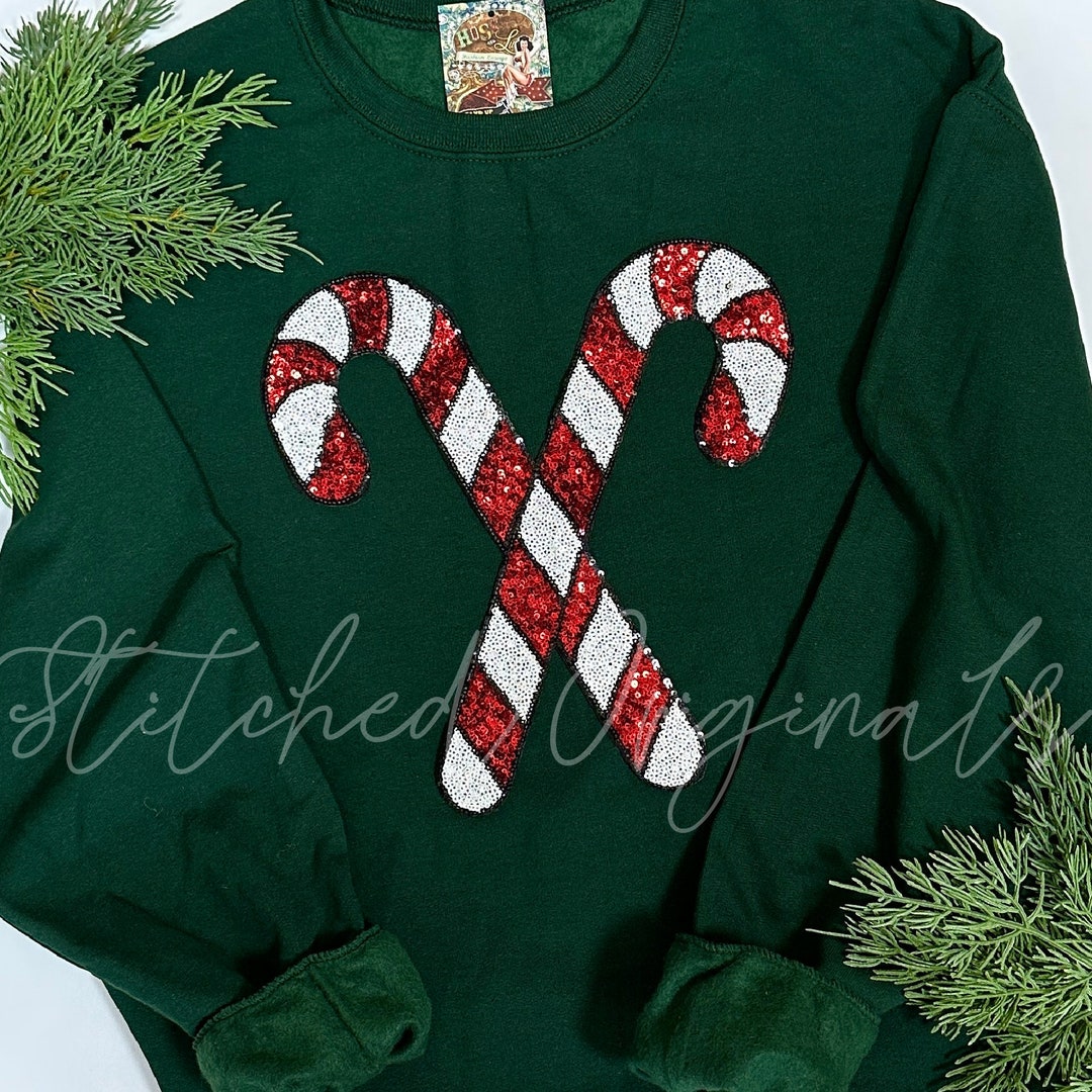 Candy Cane Sequin Patch, Iron on Patch, Sequin Patch, Christmas Patch - Etsy